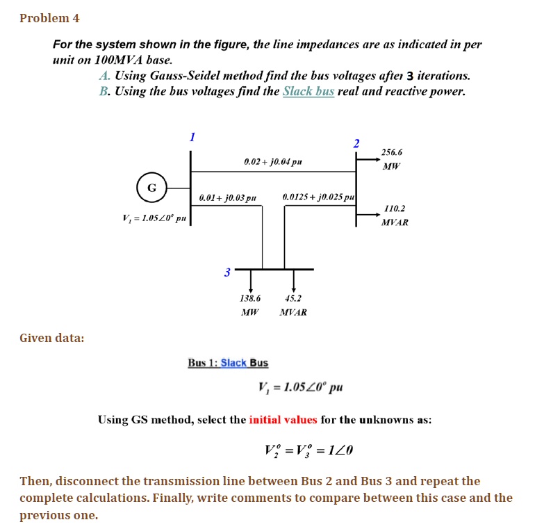 SOLVED: Problem 4 For the system shown in the figure, the line impedances are as indicated in ...