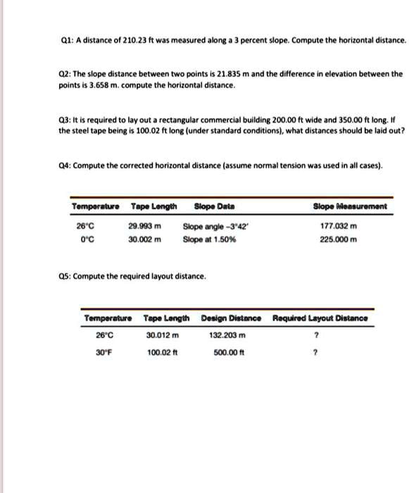 q1a distance of 21023 ft was measured along a 3 percent slopecompute ...