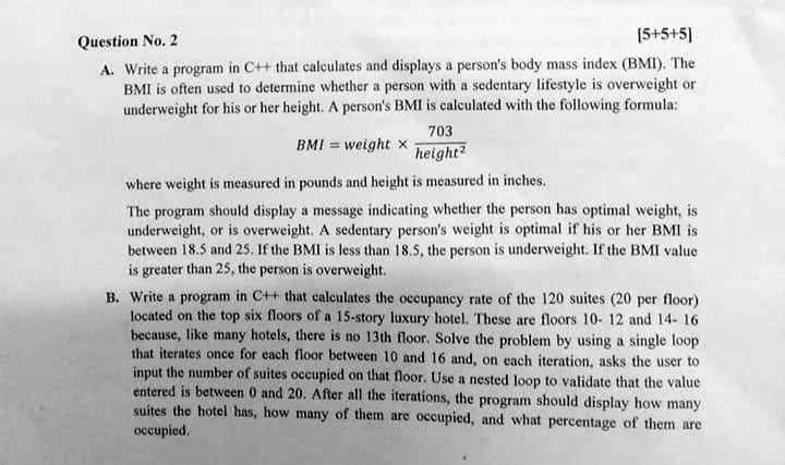 SOLVED: Program must be written in Python. Question No.2 [5+5+5] A ...
