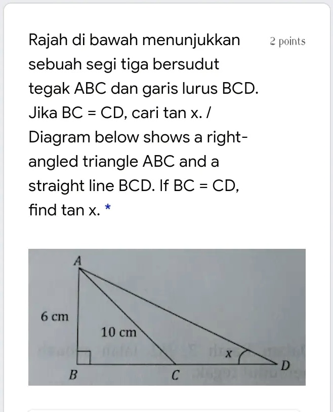 SOLVED: The diagram below shows two points of a right-angled triangle ABC and a straight line ...