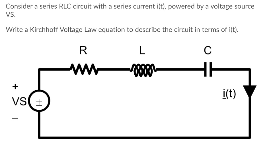 SOLVED: Consider a series RLC circuit with a series current i(t ...