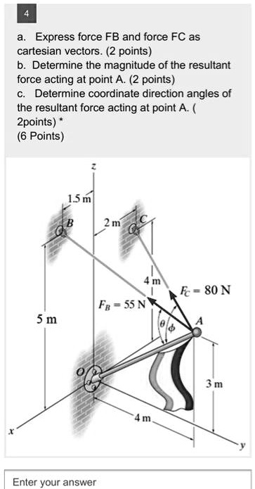 SOLVED: a. Express force FB and force FC as Cartesian vectors. (2 ...