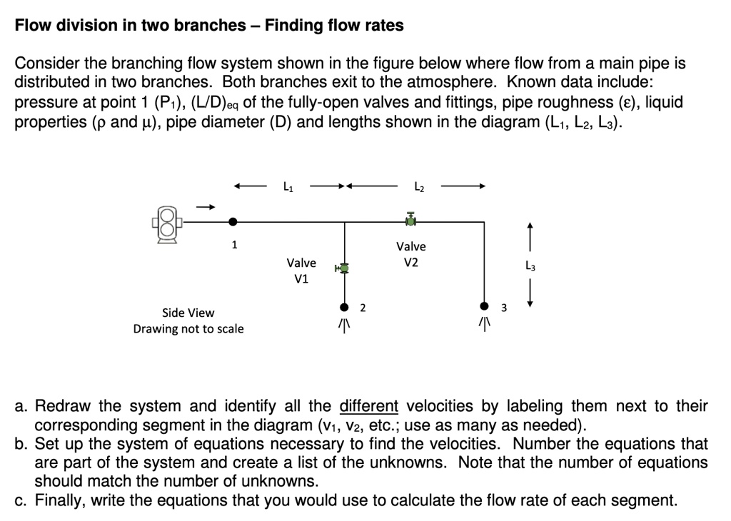 SOLVED: Flow division in two branches - Finding flow rates Consider the ...