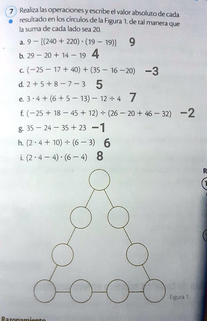 realiza las operaciones y escribe el valor absoluto de cada resultado ...