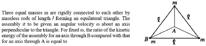SOLVED: Three equal masses m are rigidly connected to each other by ...