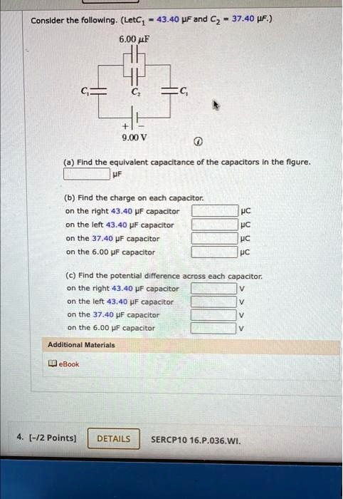 SOLVED: find the equivalent capacitance of the capacitors in the figure.find a charge on each ...