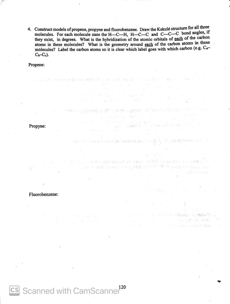 construct models ofpropene propyne and fluorobenzene draw the kekule ...
