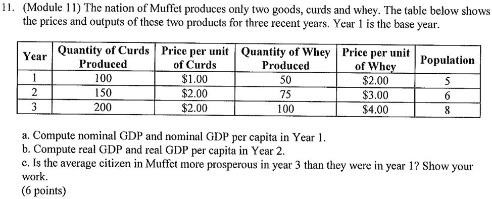 SOLVED: 11, (Module 11) The nation of Muffet produces only two goods ...
