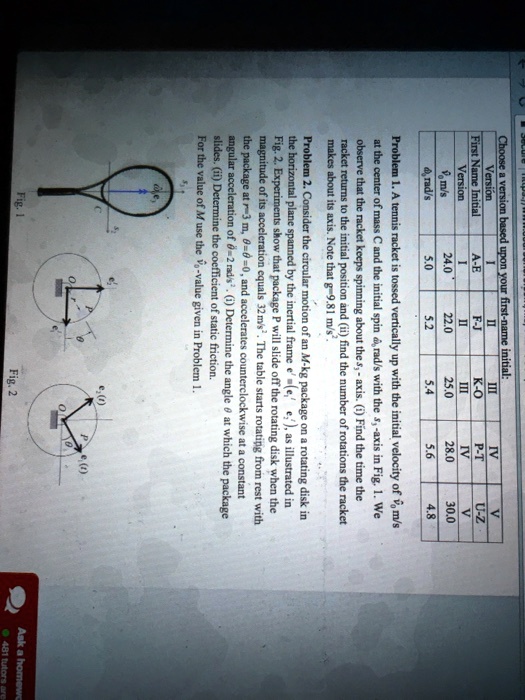 SOLVED: .rad/s m/s Version First Name Initial Version For the value of ...