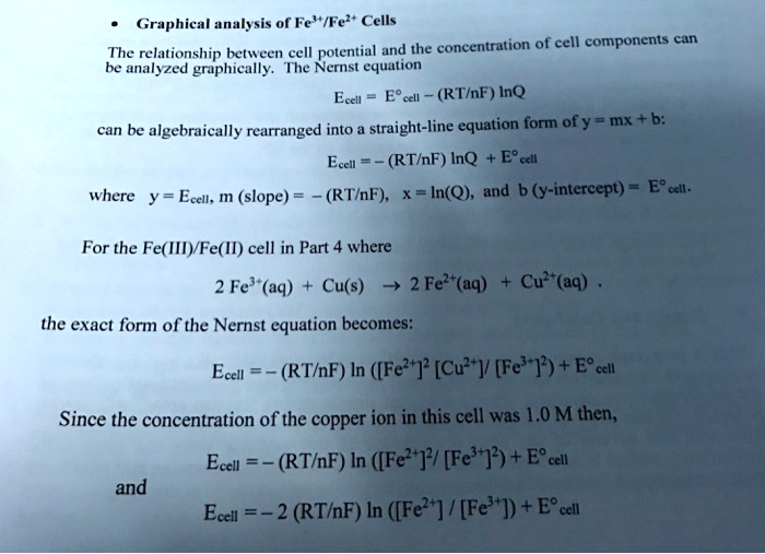 Graphical analysis of fe fe cells the relationship between...