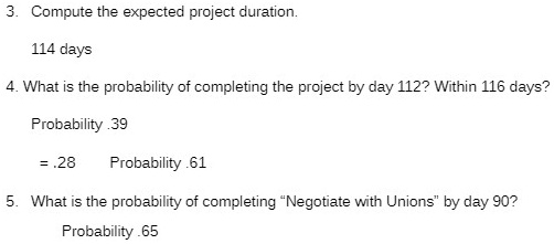 3 the expected times and variances for the project activities are given ...