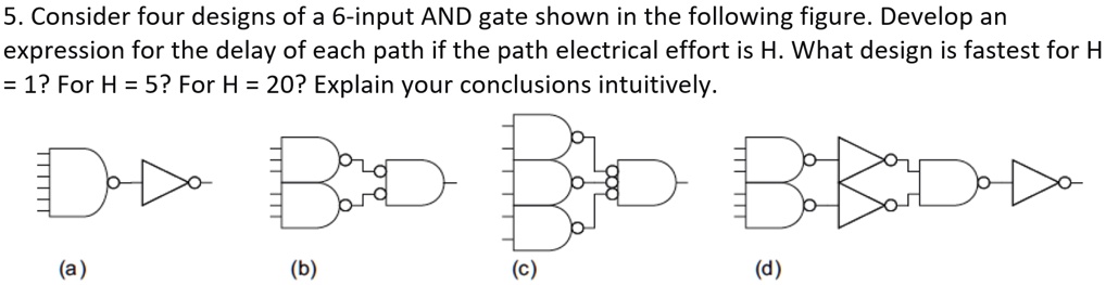 Solved 5 Consider Four Designs Of A 6 Input And Gate Shown In The Following Figure Develop An