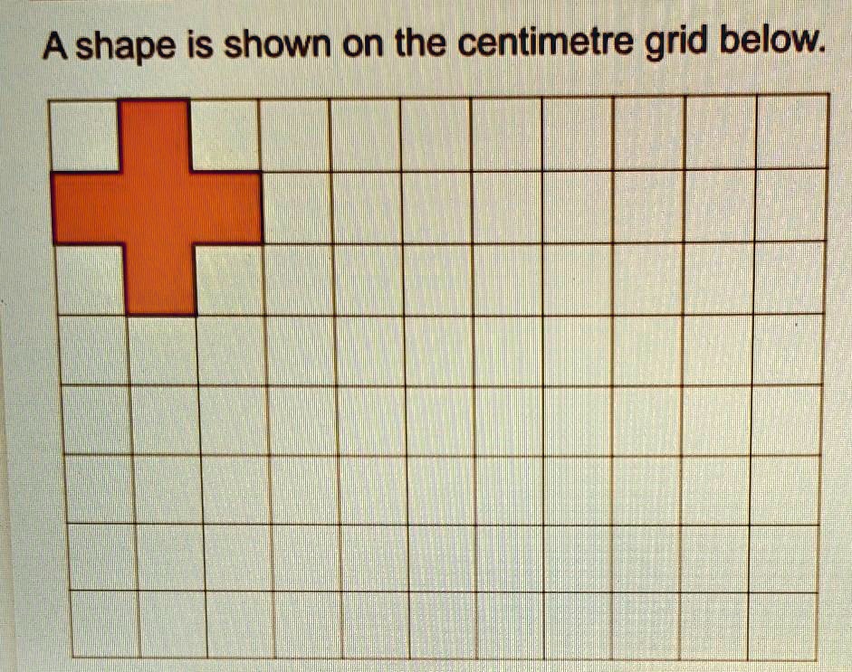 A shape is shown on the centimetre grid below.