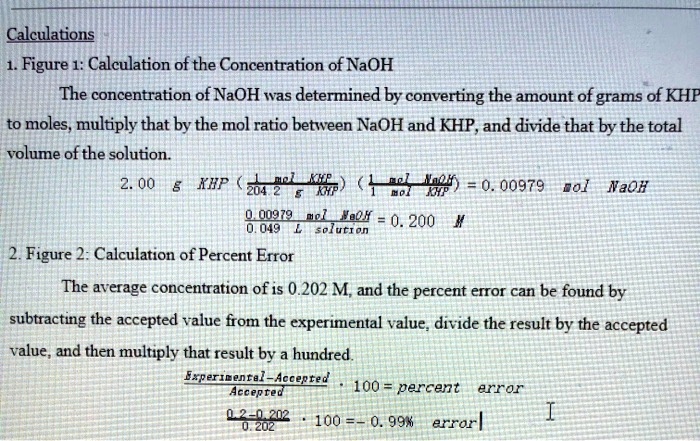 calculations figure 1 calculation of the concentration of naoh the concentration of naoh was ...