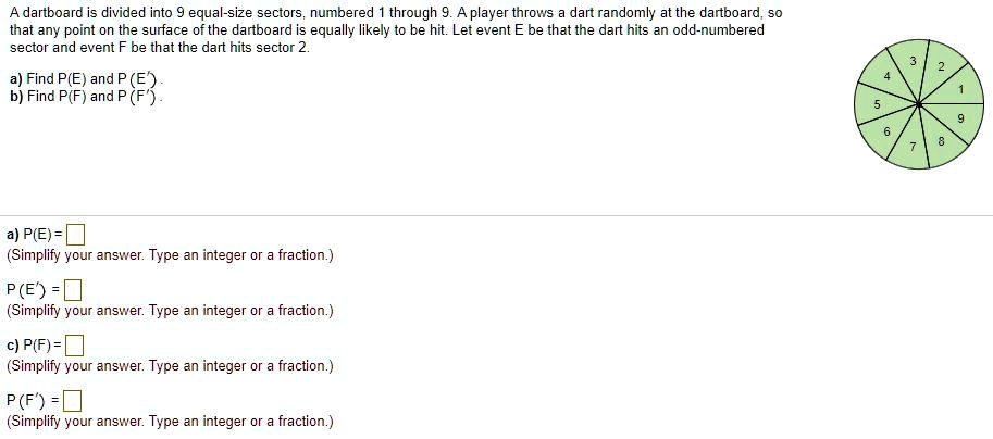 SOLVED: dartboard is divided into equal-size sectors, numbered through player throws dart ...