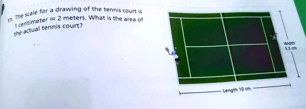 scale for a drawing of the tennis court is the 11 centimeter 2 meters ...