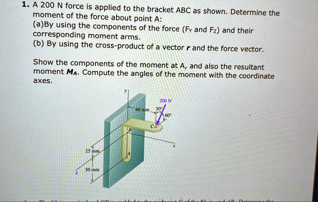 1 a 200 n force is applied to the bracket abc as shown determine the ...