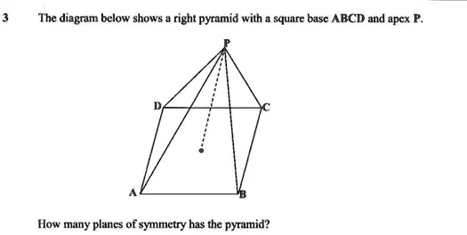 SOLVED: The diagram below shows a right pyramid with a square base ARCD ...