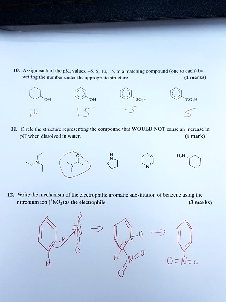 SOLVED:10. Assign each of the pKa values, 5,5,10, 15 matching compound ...