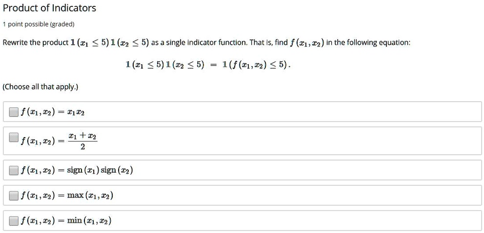 product of indicators point possible graded rewrite the product 1 21 5 ...
