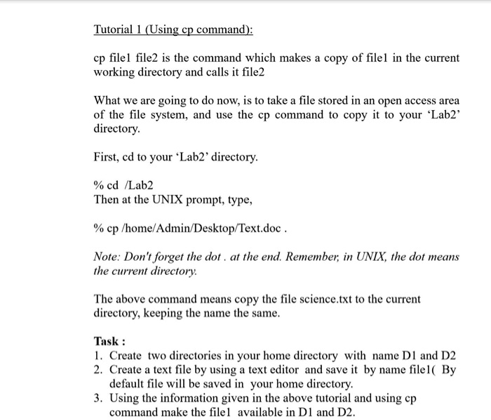 SOLVED: using simple xubuntu commands please provide screenshots thank u Tutorial 1(Using cp ...