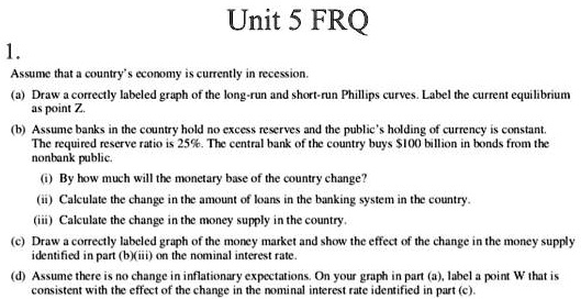 1. Unit 5 FRQ Assume that a country's economy is currently in recession ...
