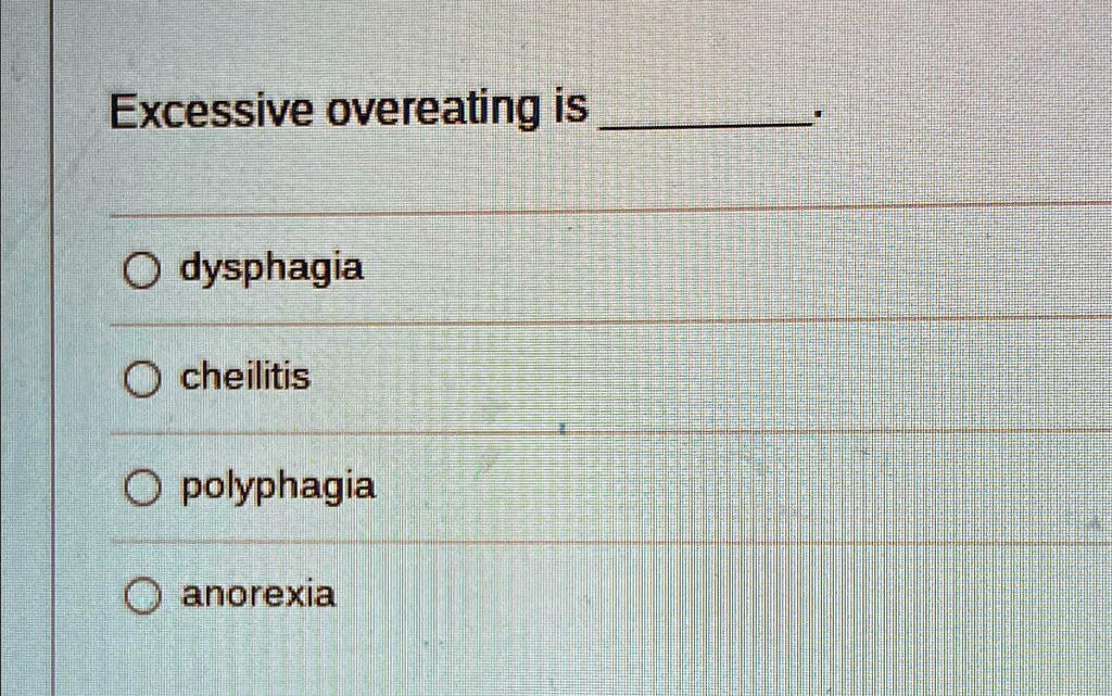 Excessive overeating is dysphagia cheilitis polyphagia anorexia ...