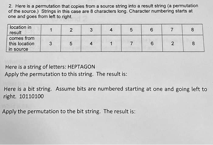 2. Here is a permutation that copies from a source string into a result ...