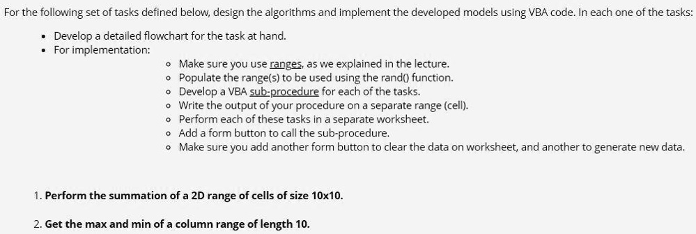 Solved For The Following Set Of Tasks Defined Below Design The Algorithms And Implement The 8944