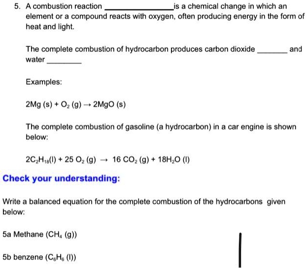 a combustion reaction is a chemical change in which an element or ...
