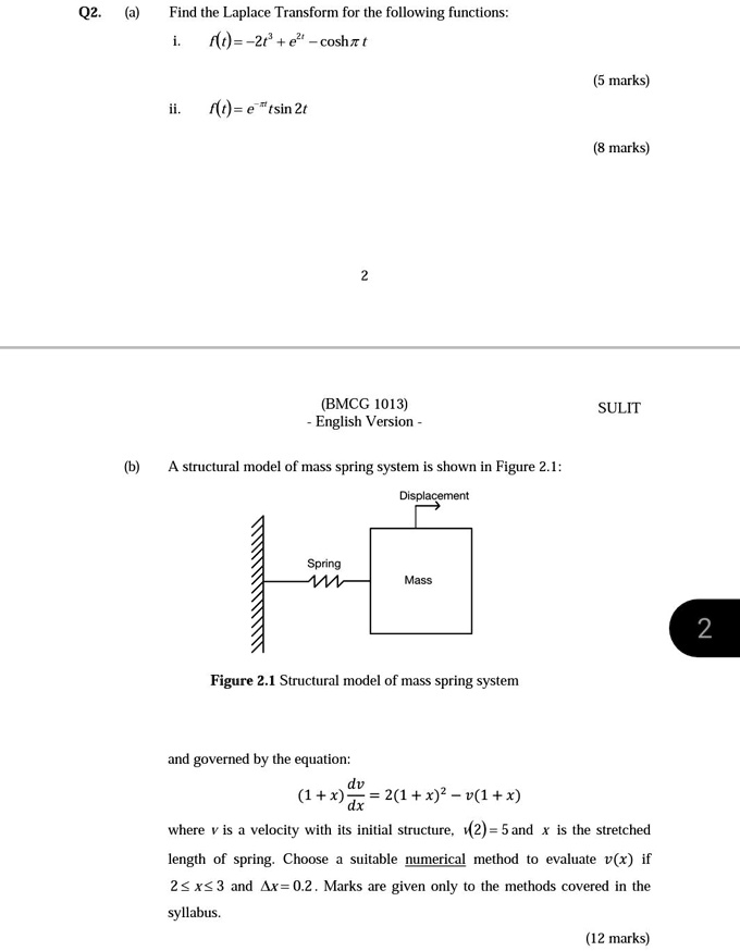 find the laplace transform for the following functions ac 20 e2 coshx t ...