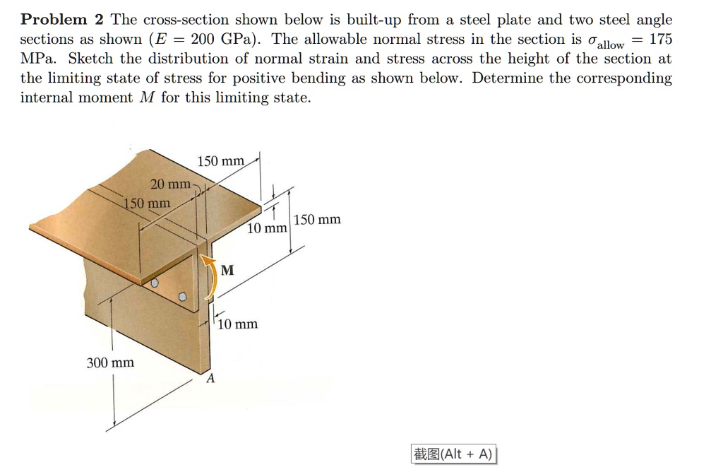 SOLVED: Problem 2: The cross-section shown below is built-up from a ...