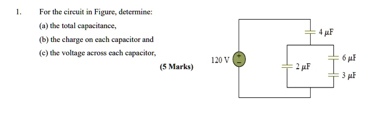 SOLVED: 1. For the circuit in Figure, determine: (a) the total capacitance, (b) the charge on ...