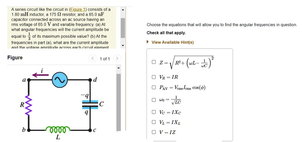 SOLVED: A series circuit like the circuit in (Figure1) consists of an 80 mH inductor, a 175 Î ...