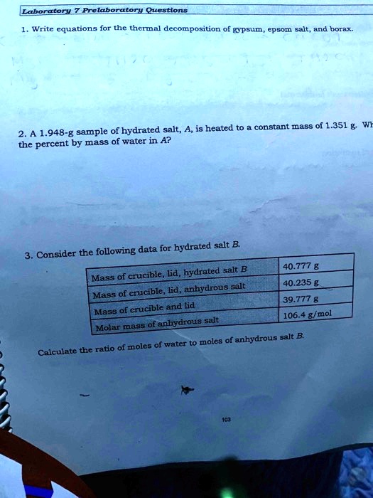 laboratory 7 prelaboratory queations writc cquations for the thermal ...