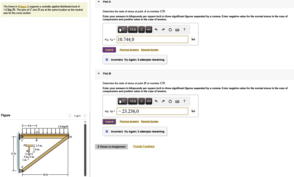 SOLVED: Texts: Part A The frame in (Figure 1) supports a centrally ...