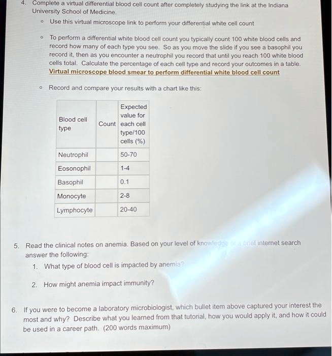 SOLVED: Complete a virtual differential blood cell count after ... SOLVED: Complete a virtual differential blood cell count after ...