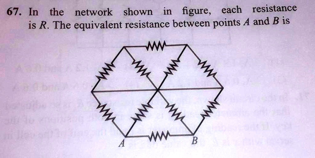 SOLVED: 67. In the network shown in the figure, each resistance is R. The equivalent resistance ...