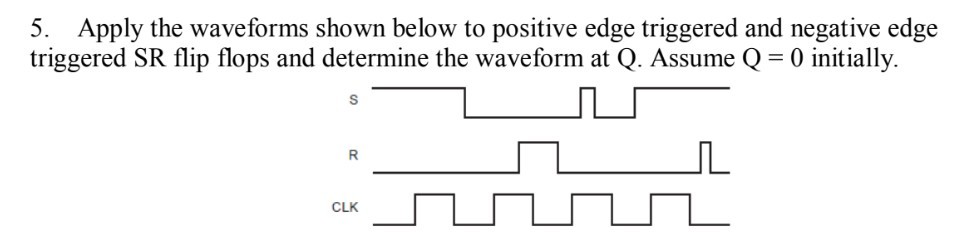 5 apply the waveforms shown below to positive edge triggered and negative edge triggered sr flip ...