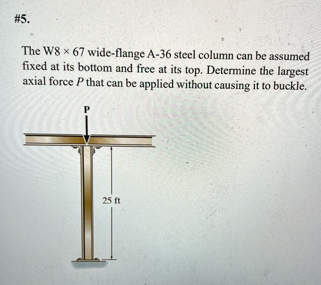 5 the w8 67 wide flange a 36 steel column can be assumed fixed at its bottom and free at its top ...