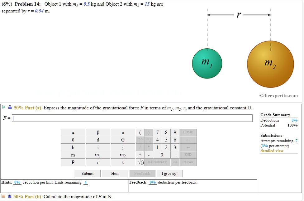 Solved Problem 14 Objects With M1 8 5 Kg And M2 15 Kg Are