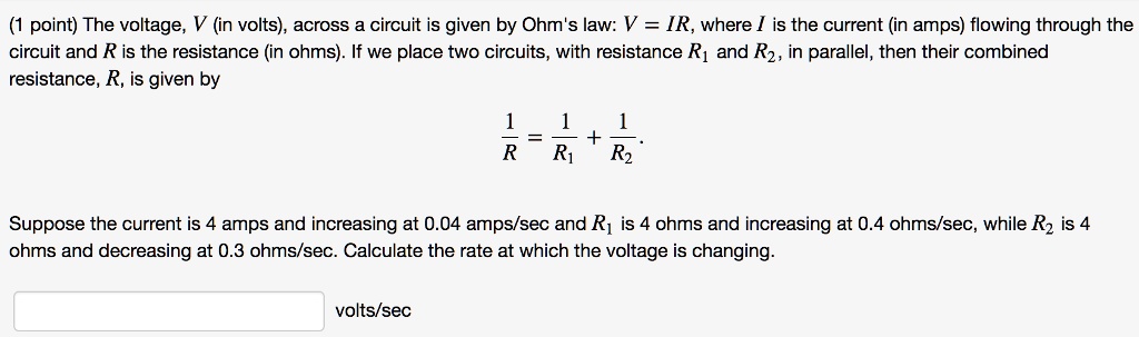 SOLVED: point) The voltage, V (in volts) , across a circuit is given by ...