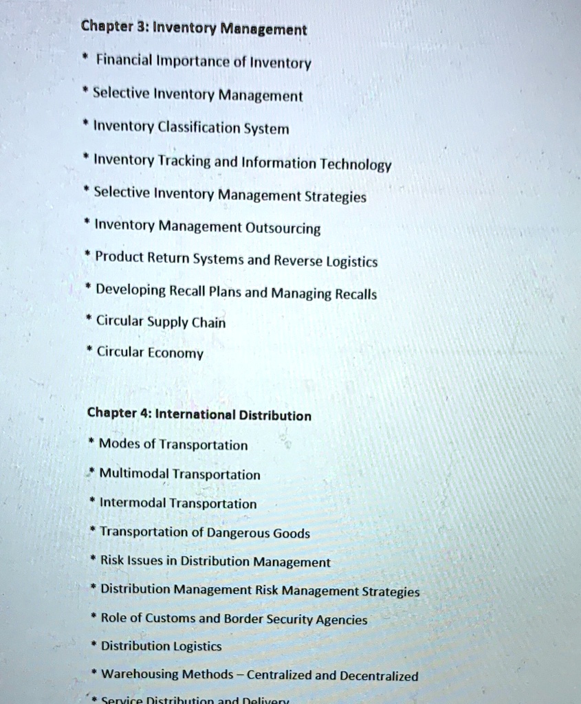 please explain each topic with a relevant example chapter 3 inventory ...