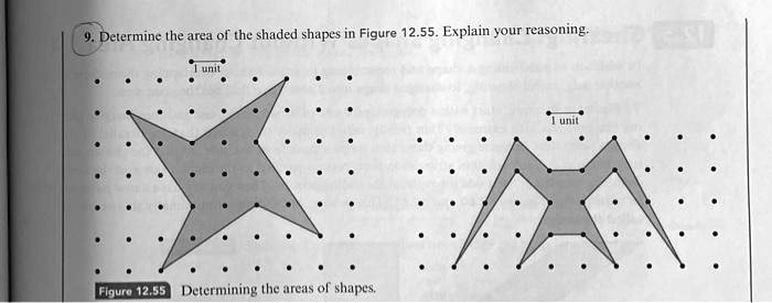 9. Determine the area of the shaded shapes in Figure 12.55. Explain ...