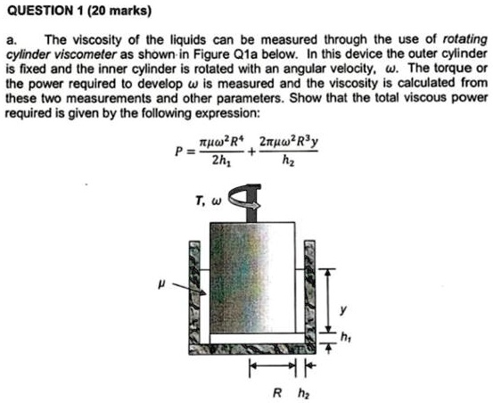 SOLVED: a. The viscosity of the liquids can be measured through the use of a rotating cylinder ...