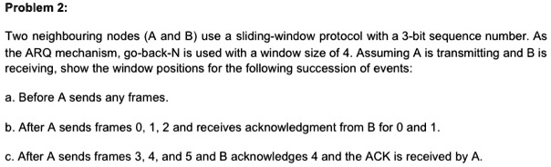 Problem2 Two Neighbouring Nodes A And B Use A Sliding Window Protocol With A 3 Bit Sequence