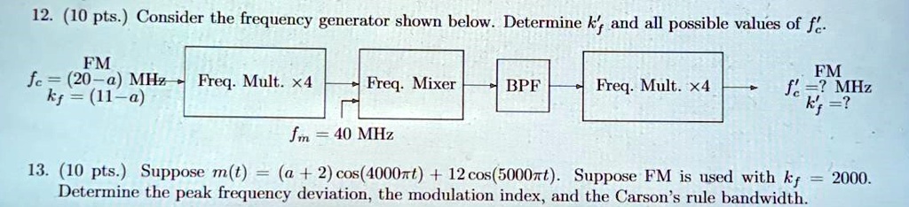 SOLVED: 12. (10 pts.) Consider the frequency generator shown below ...