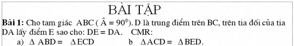 Solved Bà I Táºp Bà I I Cho Tam Giác Abc A 90° D Là Trung Ä