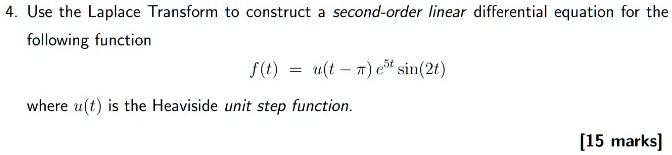 use the laplace transform to construct second order linear differential equation for the ...