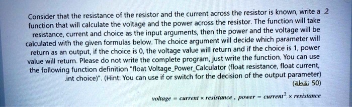 SOLVED: Consider that the resistance of the resistor and the current ...